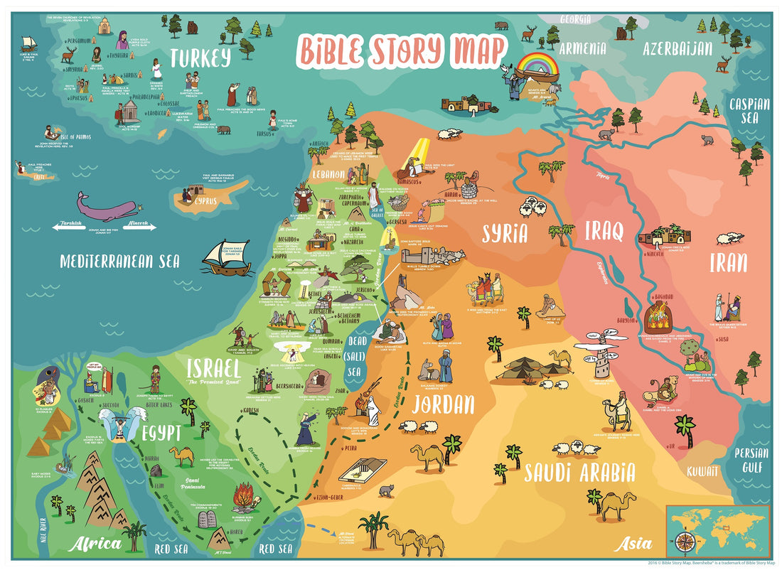 Bible Story Map 70 Piece Puzzle for Kids and Adults, Fun Educational T