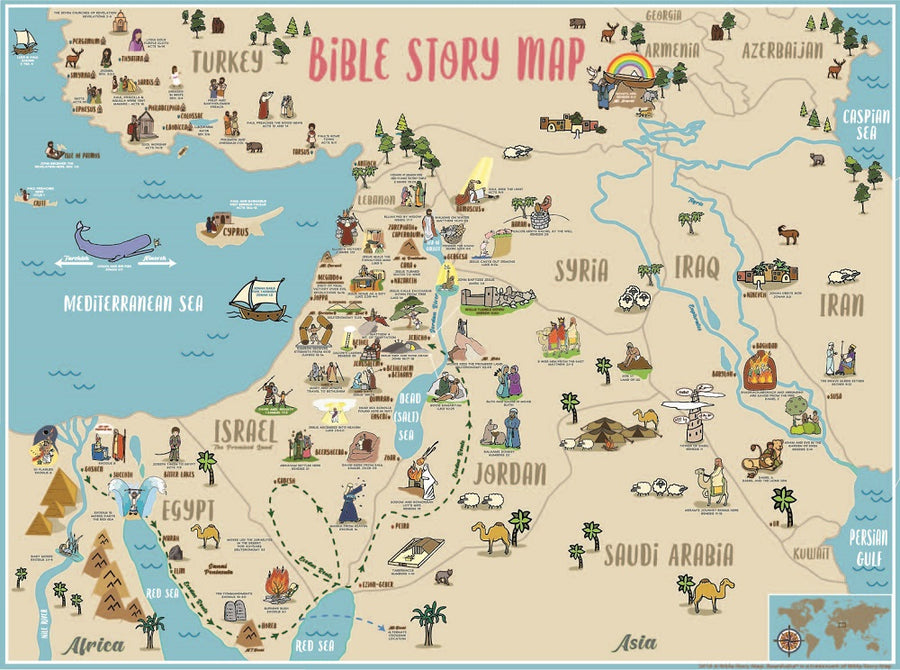 Fold Out Pamphlet Bible Map of Bible Story Locations and Easter Events ...