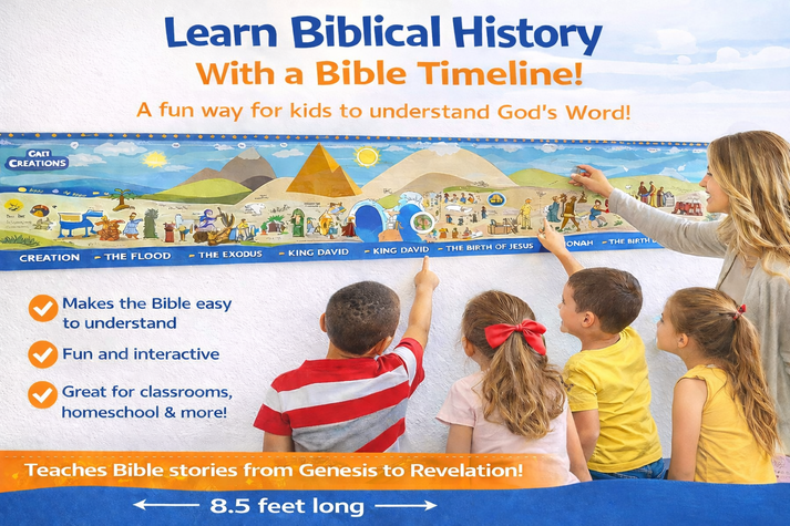 Bible Story Timeline for Kids, 12" x 102" (8.5 Feet Long) Bible Histor ...