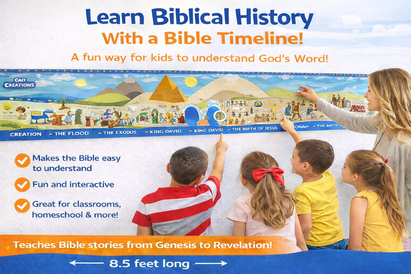 Bible Story Timeline for Kids, 12" x 102" (8.5 Feet Long) Bible Histor ...