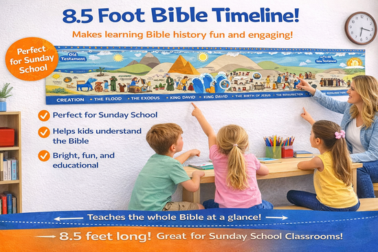 Bible Story Timeline for Kids, 12" x 102" (8.5 Feet Long) Bible Histor ...