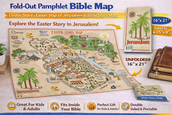 Fold Out Pamphlet Bible Map of Bible Story Locations and Easter Events ...