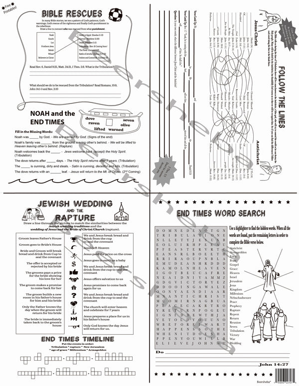 Bible End Times Printable Worksheets, Set of 4 8.5" x 11" - Digital Do ...