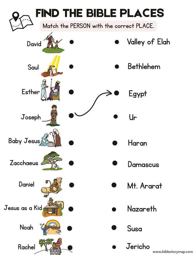 Find the Bible Map Places Worksheet Digital Download – Bible Story Map ...